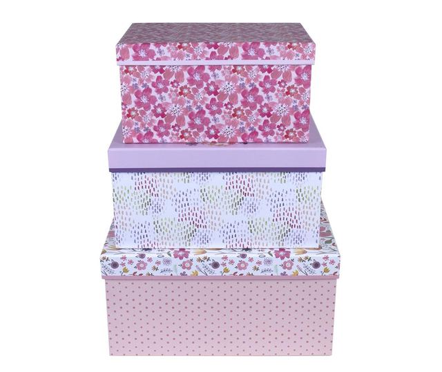 Set 3 cutii cu capac pentru depozitare Filled with Love Handles - Vivre