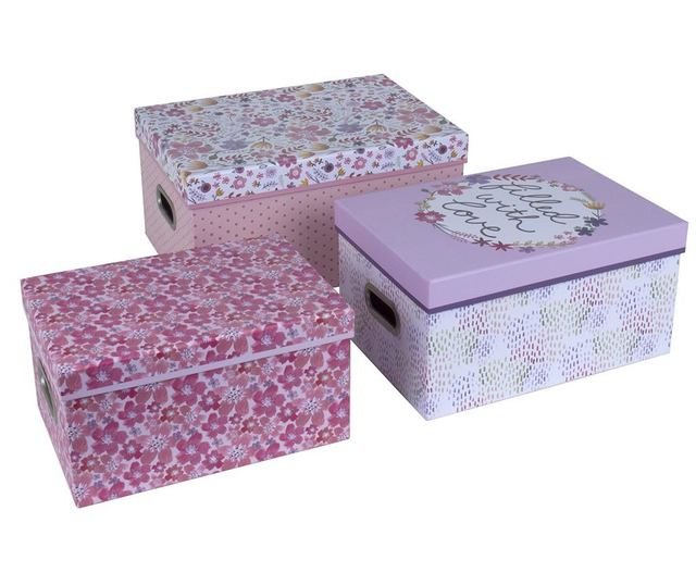 Set 3 cutii cu capac pentru depozitare Filled with Love Handles - Vivre