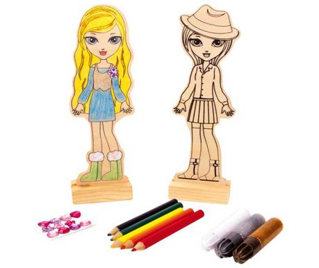 Set 2 papusi pentru colorat Little Designers - Vivre
