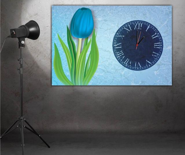 Tablou cu ceas Blue Tulip on Water 40x60 cm - Vivre