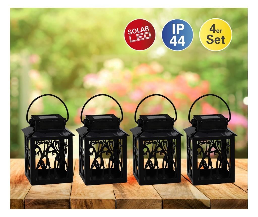 Set 4 felinare solare de exterior Näve, metal, Led, negru - Vivre