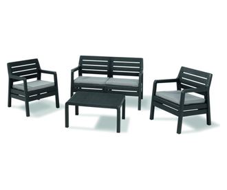 Set mobilier de gradina Keter, Delano, Imitatie Lemn Grafit Gri Rece ...