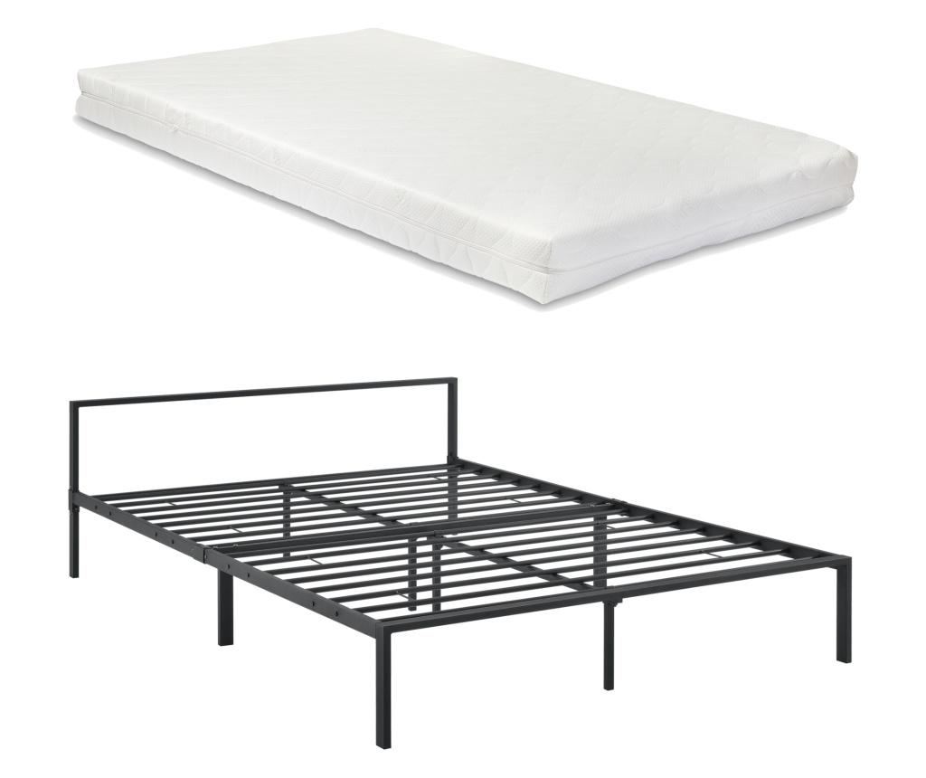 Pat Rama Metalica Imatra160, 210 X 165 X 60 Cm, Otel, Negru Mat, Dublu ...
