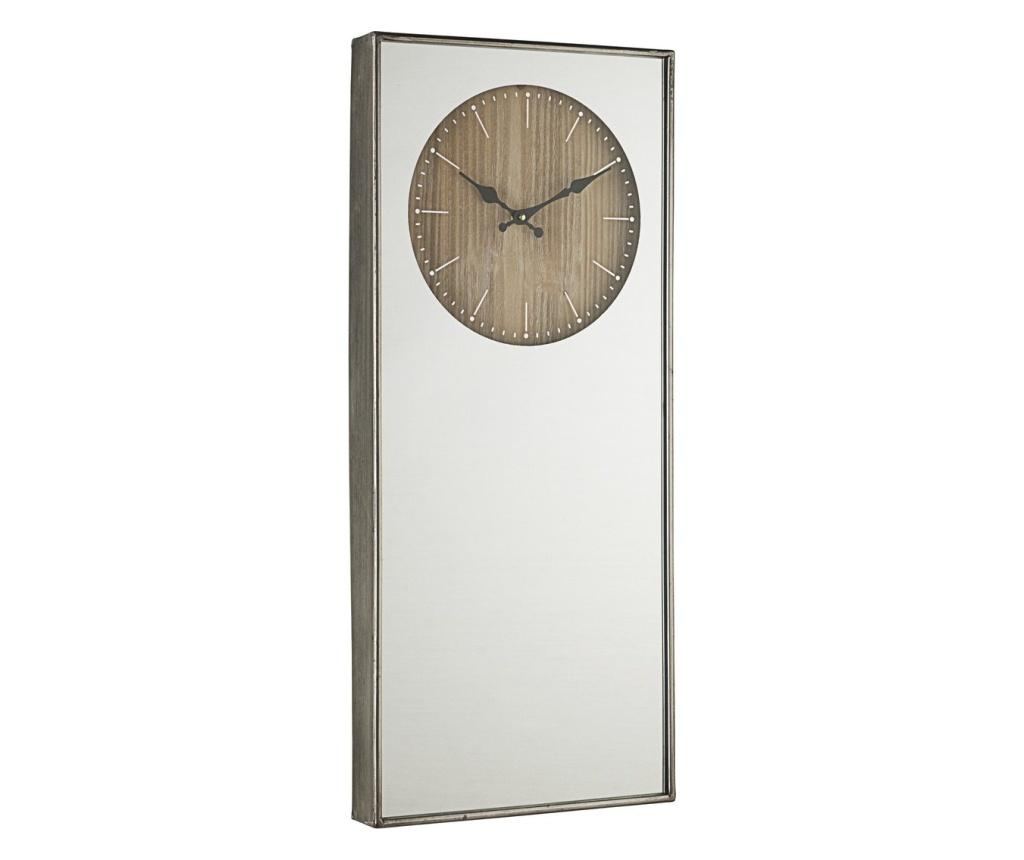 Fehér fa falióra ezüst kerettel, ketyegő, 35 cm X 6 cm X 80 H - Vivre
