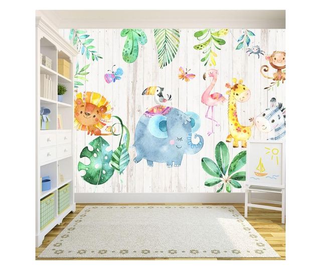 Set 2 bucati de tapet Vavien Artwork, Cute African Animals Kids Room ...