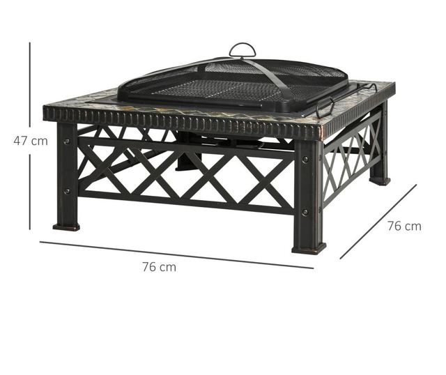 Outsunny Brazier de Gradina cu Capac pentru Arestarea Scanteilor si ...