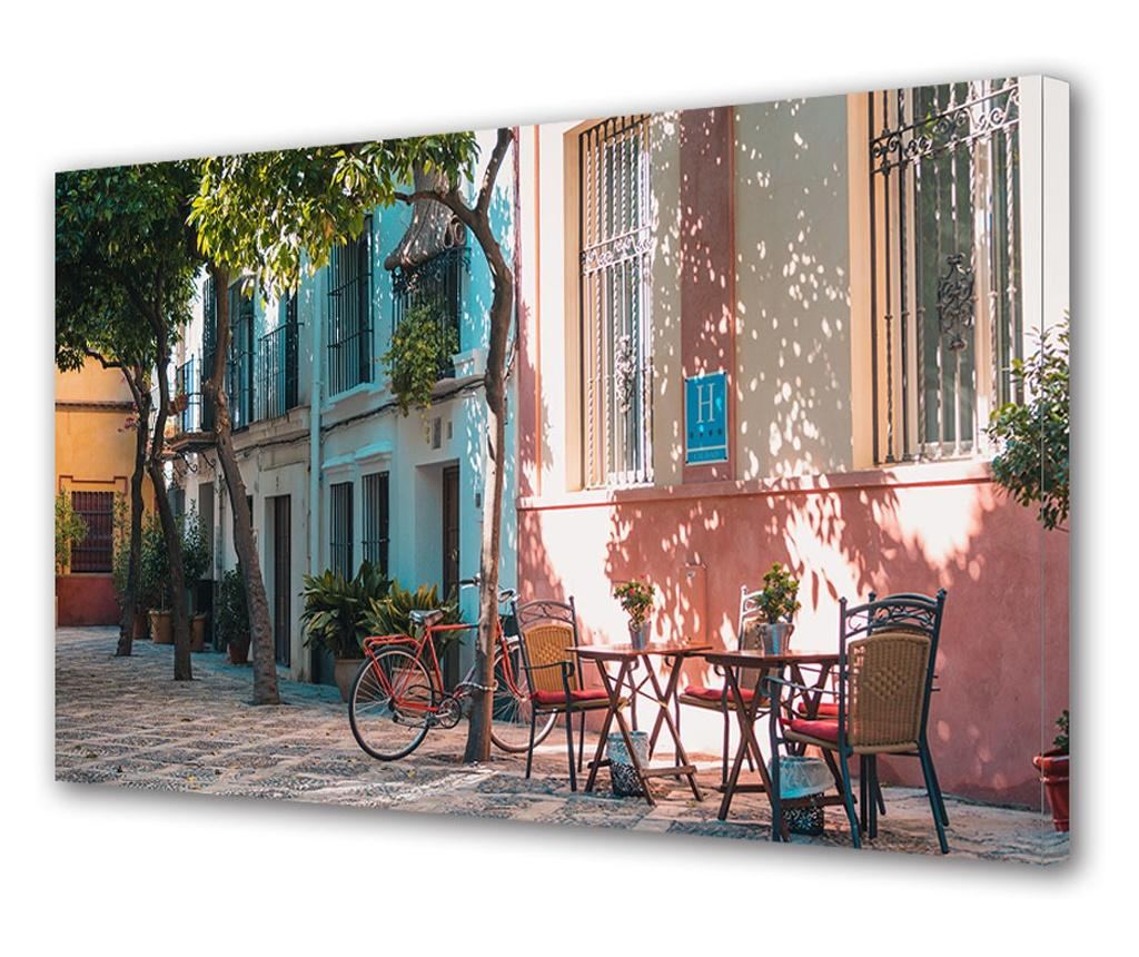 Tablou Canvas Premium Art Factory TrueColor, Bicicleta rosie langa ...
