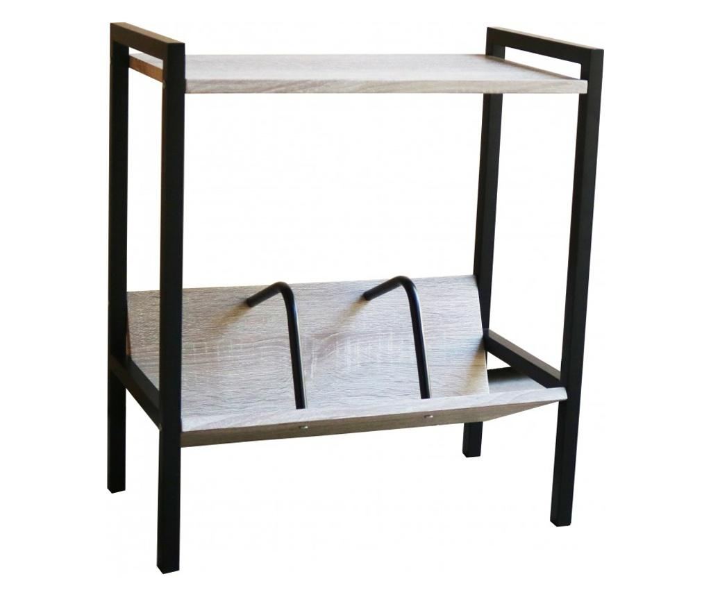 Masuta cu raft pentru carti si reviste, din metal si MDF, 52 x 28 x 59 ...