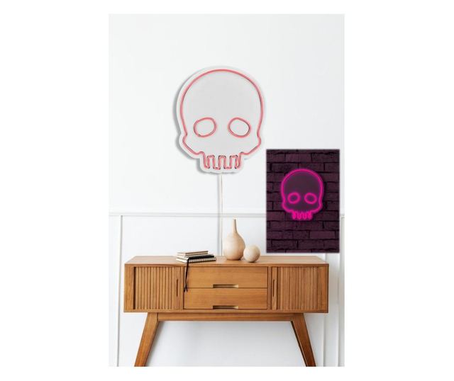 Decoratiune de perete cu LED Neon Graph, Skull, Sablon din spuma PVC ...