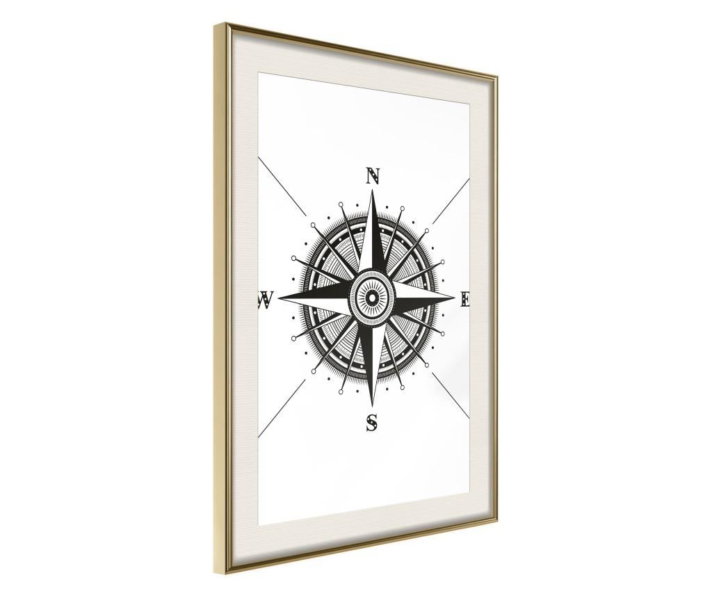 Faldekoráció - rose of the winds - arany keret passe-partout-val - 40 x ...