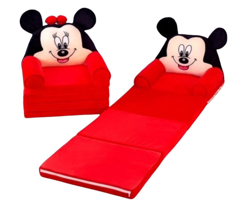 Fotoliu Minnie Mouse Rosu/Negru, cu 4 placi, Extensibil la 150 cm - Vivre