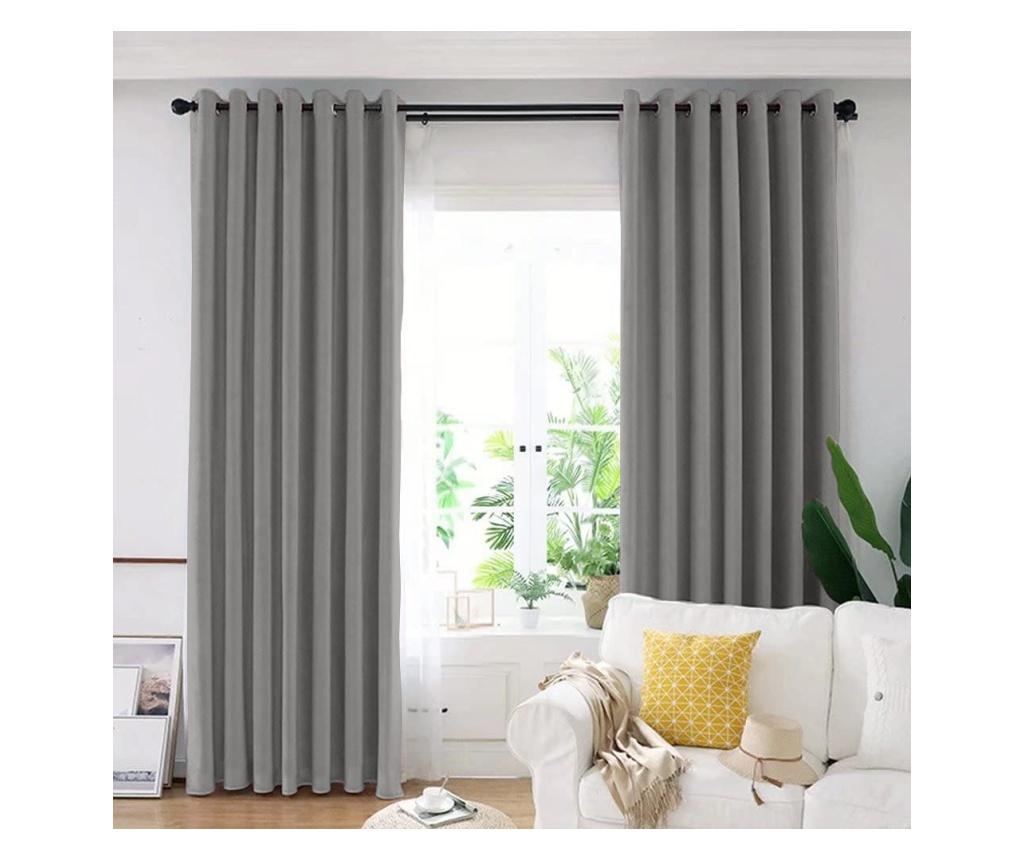 Draperie din catifea blackout cu inele argintii, densitate 700 g/ml ...