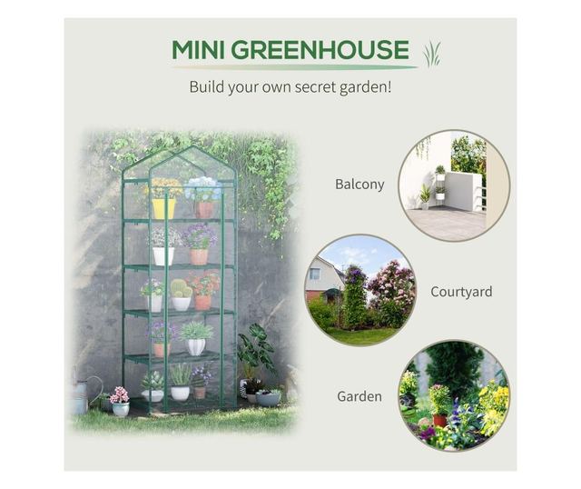 Outsunny mini sera de gradina si terasa cu 5 etajere pentru plante ...