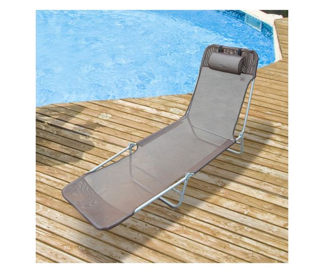 Outsunny Sezlong Reclinabil Pentru Gradina Plaja Piscina, Culoarea ...