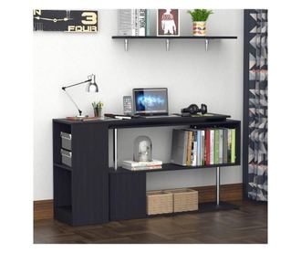 HOMCOM Birou Unghiular pentru Computer cu Rafturi Rotative la 360 ...