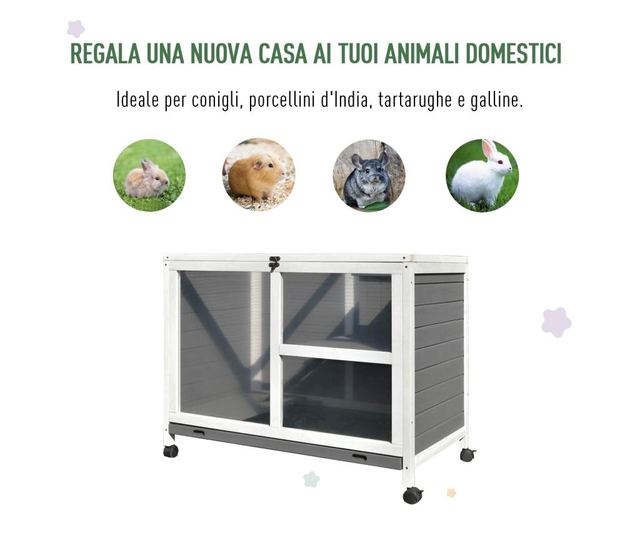 PawHut Cusca pentru iepuri din Lemn 2 Niveluri Cusca pentru Iepuri si ...
