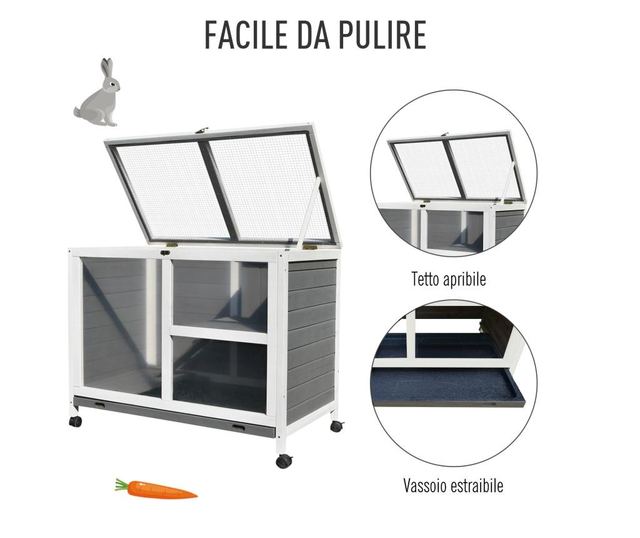 PawHut Cusca pentru iepuri din Lemn 2 Niveluri Cusca pentru Iepuri si ...