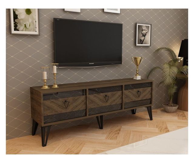 Comoda TV Gauge Concept, PAL, Marmura Neagra/Nuc - Vivre