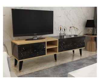 Comoda TV Gauge Concept, PAL, Marmura neagra/Stejar - Vivre