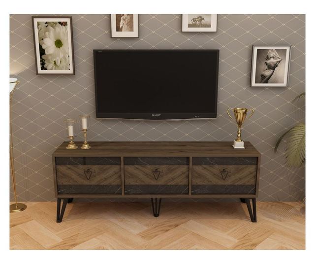 Comoda TV Gauge Concept, PAL, Marmura Neagra/Nuc - Vivre