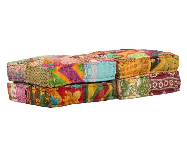 Canapea puf modulară cu 2 locuri, petice, material textil - Vivre