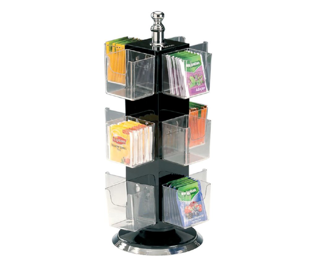 RAKI Stand rotativ pliculete ceai, 12 compartimente, h36cm policarbonat ...