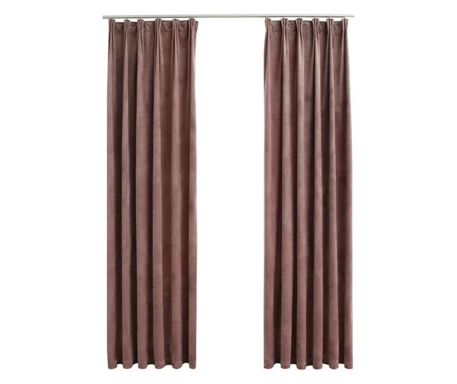 Draperii opace 2 buc. roz antichizat 140x245 cm catifea cârlige - Vivre