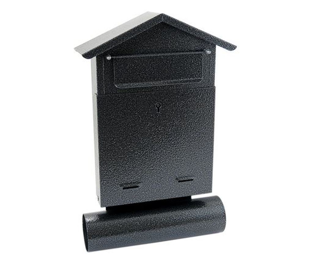 Пощенска кутия със седалка за вестници, сива, размер В6, 23х7х37.5 см ...