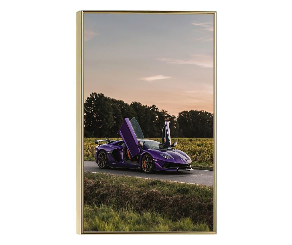 Tablou Poster Inramat, Lamborghini Huracan, 21 x 30 cm, Rama Aurie - Vivre