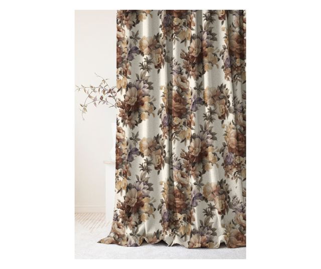 Set draperii blackout model floral cu rejansa din bumbac tip fagure ...