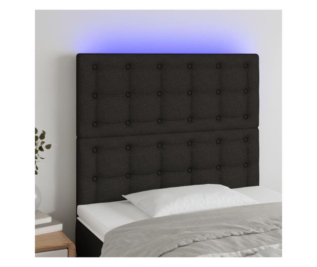 LED горна табла за легло, черна, 80x5x118/128 см, плат - Vivre