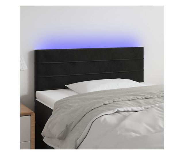 LED горна табла за легло, черна, 80x5x78/88 см, кадифе - Vivre