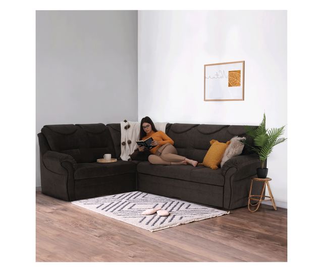 Разтегателен кафяв ъгъл ляв Morag 277x222x102см - Vivre