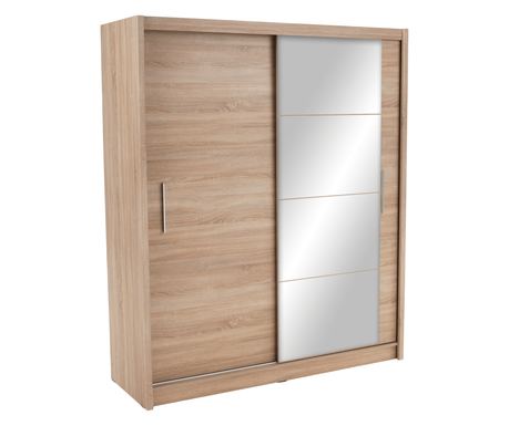 Dulap cu usi glisante mdf maro stejar sonoma Low 180x61x215 cm - Vivre