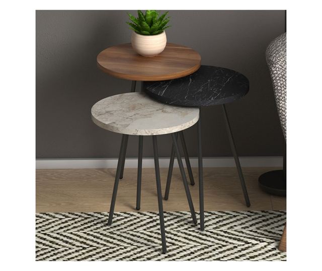 Side tables set 3pcs Cormac pakoworld multucolour - Vivre