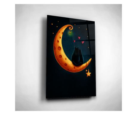 Staklena slika, Cats on Moon, 70x100cm - Vivre