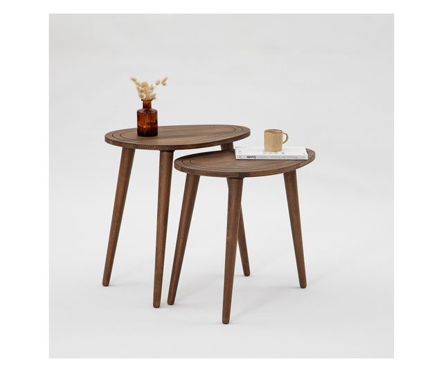 Set Masuta de Cafea, 2 bucati, Lemn Masiv, 50 x 48 x 33 cm - Vivre