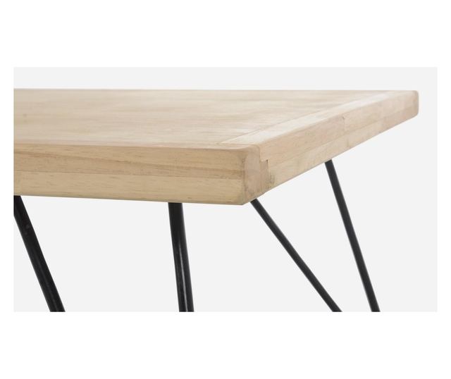 Dohányzóasztal natúr fa lappal, fekete vas lábakkal, Kerület 120 cm x ...