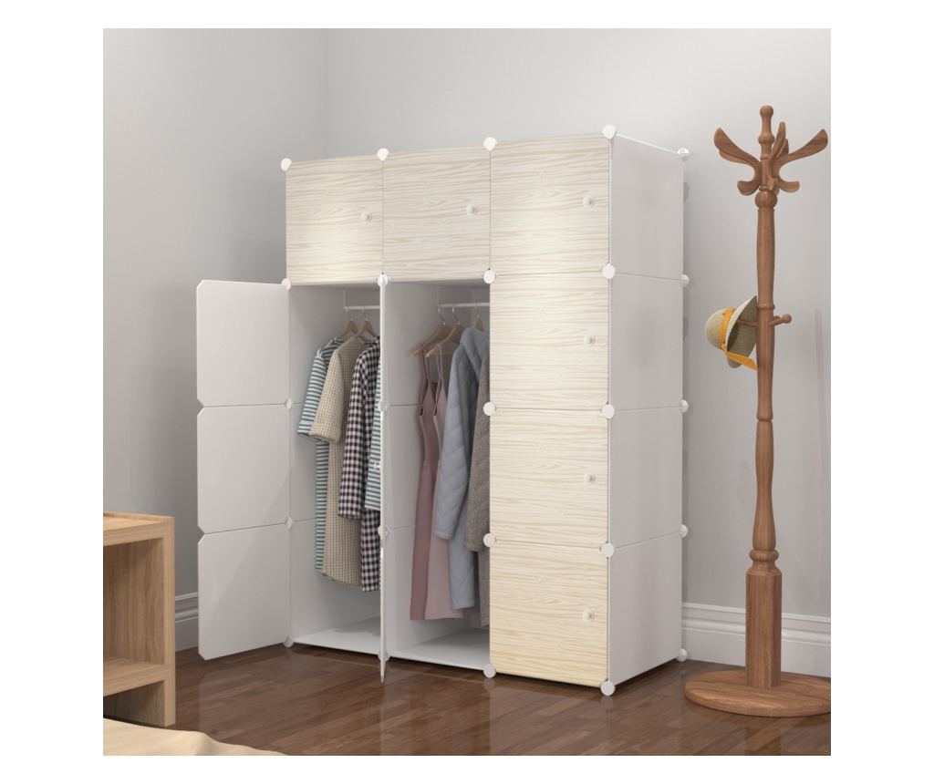 Dulap Modular, 12 usi, Naimeed D2672W, Alb/Crem - Vivre