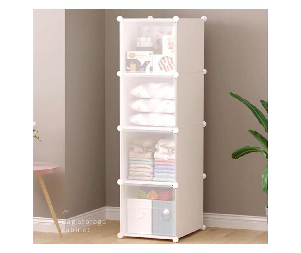 Dulap modular din plastic cu schelet metalic, D3264, culoare Alb, 147 x ...