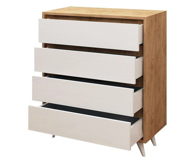 Dulap cu Sertare Suvera, 70 x 40 x 86 cm, Stejar / Alb - Vivre