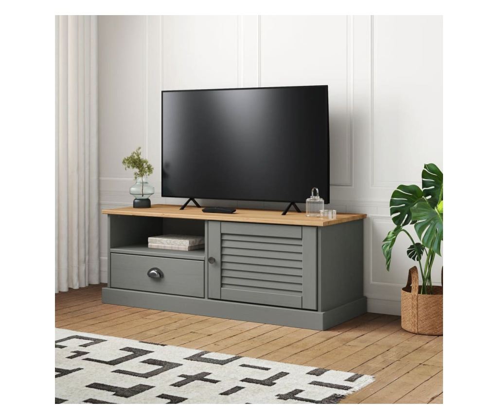 VIGO TV ракла, сива, 106x40x40 см, масивен бор - Vivre
