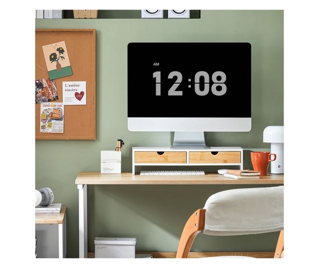 SoBuy monitor măr, monitor stativ alb, suport ecran pc BBF02-WN - Vivre