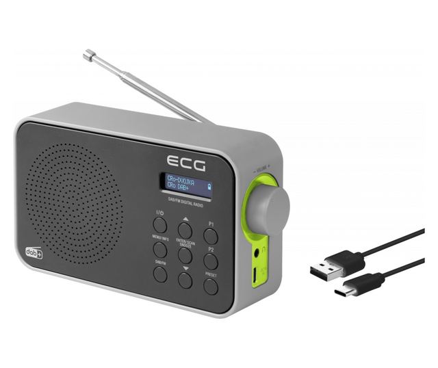 ECG RD 110 DAB преносимо радио с DAB+ и FM тунер, черно, 1.2 W, памет ...