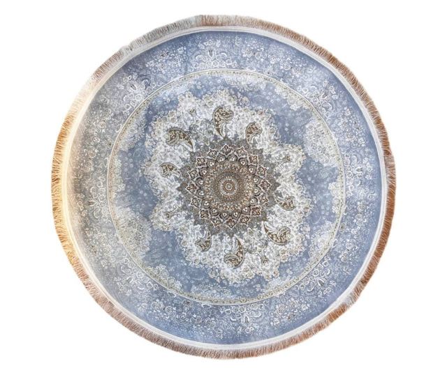 Covor rotund și albastru cu design vintage 150x150 cm pentru living - Vivre