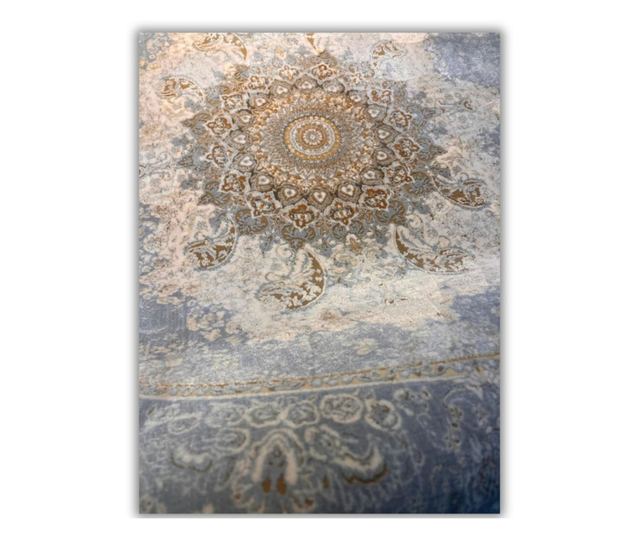 Covor rotund și albastru cu design vintage 150x150 cm pentru living - Vivre