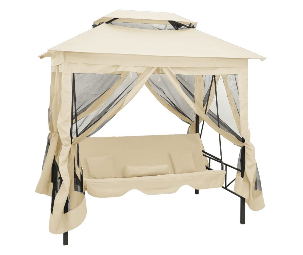 Balansoar extensibil cu pavilion, alb crem - Vivre