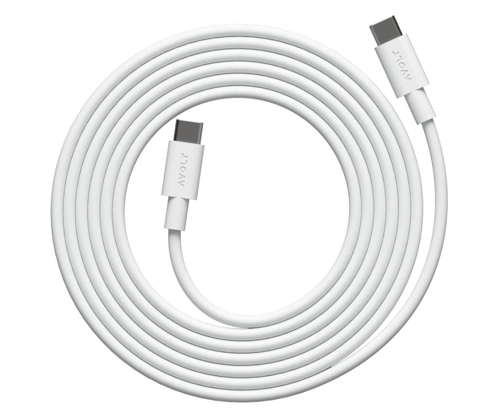 Бързозареждащ USB-C/USB-C кабел, AVOLT x Martinelli Luce, 2 метра, Бял ...